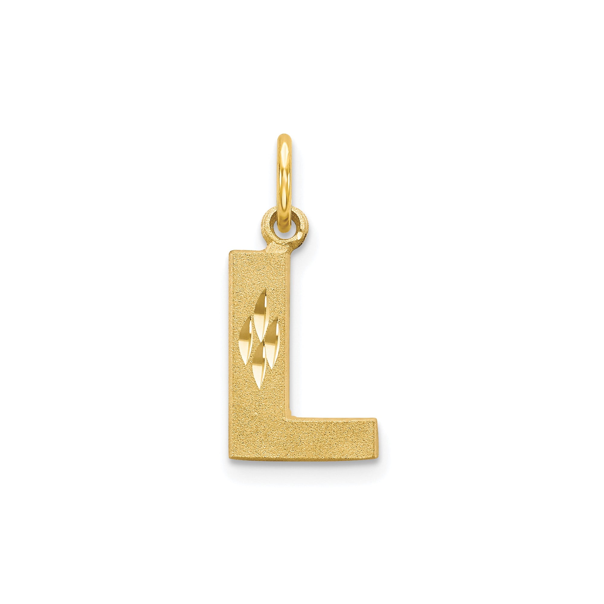 10k Yellow Gold Initial L Pendant with Diamond Cut Detail, Block Letter ...