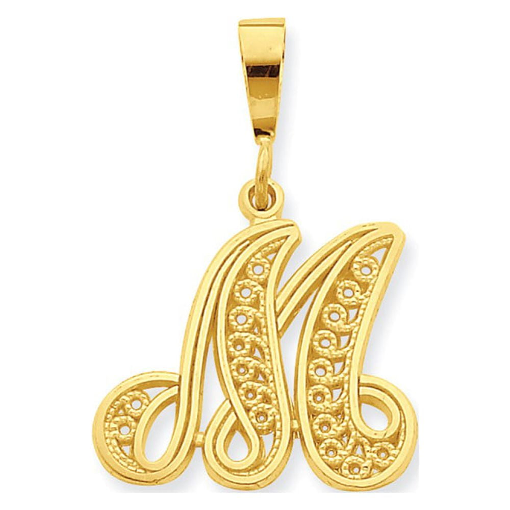 10k Yellow Gold Initial M Pendant Charm - Walmart.com