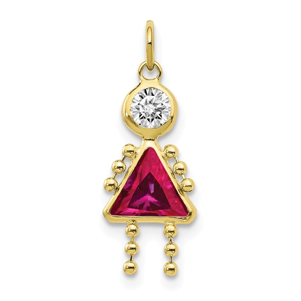 10k Yellow Gold July Girl Birthday Month Colored Stone Charm - Walmart.com