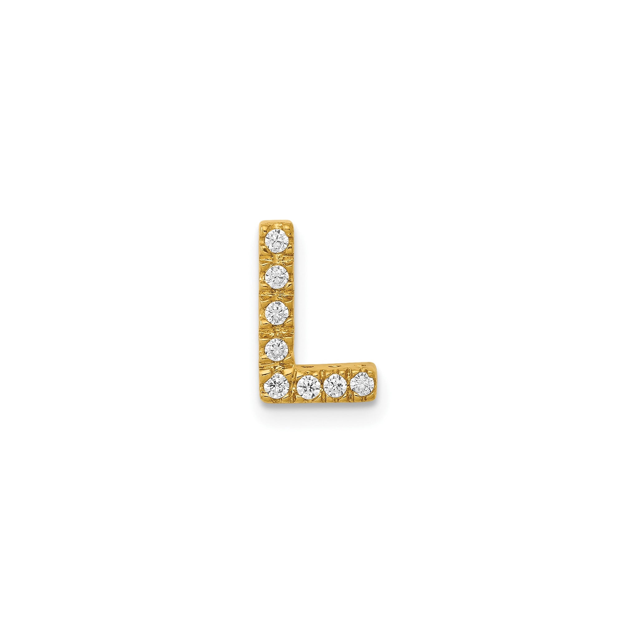 10k Yellow Gold Letter L Pendant with White Gemstones, Monogram Initial ...