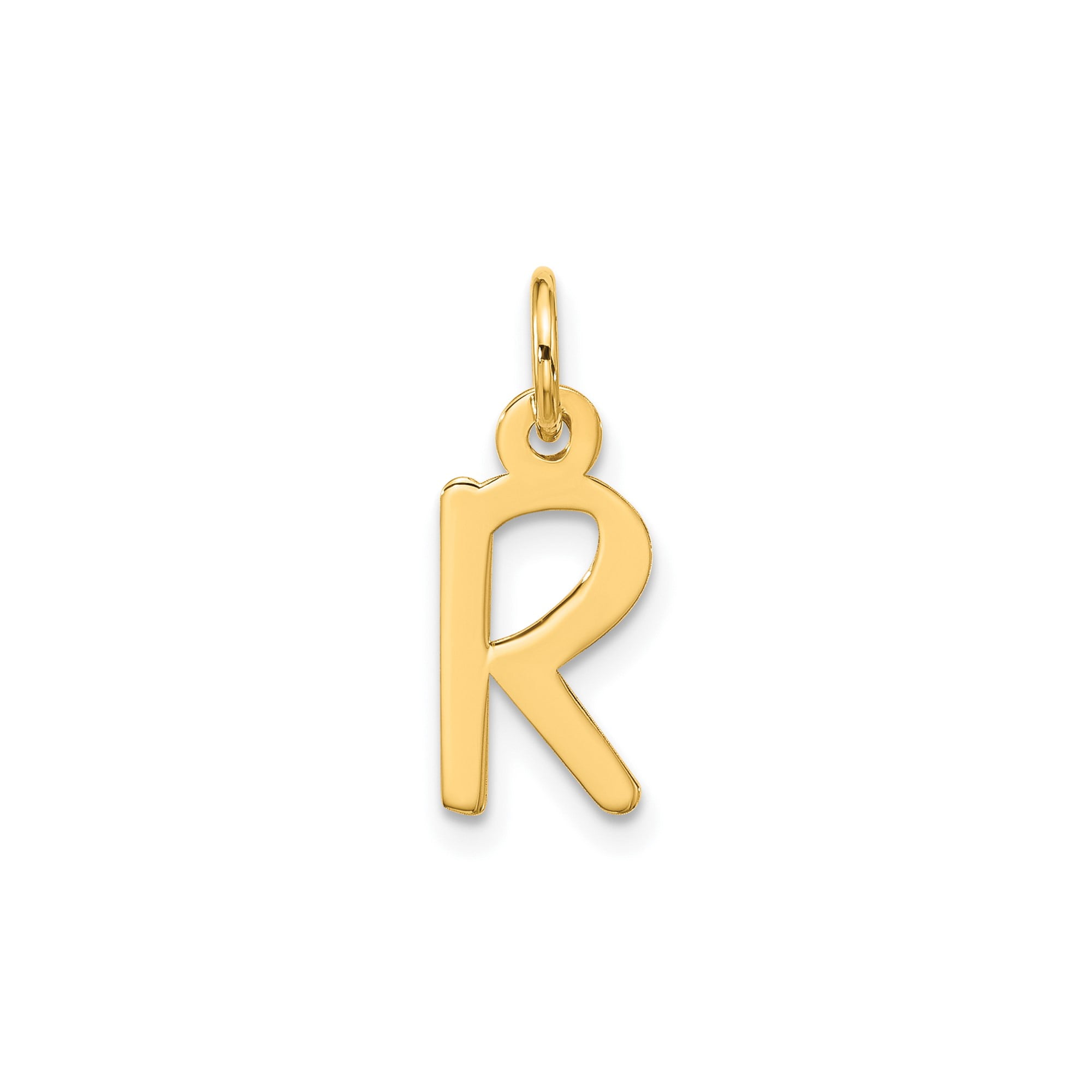10k Yellow Gold Letter R Pendant for Women, Polished Initial Charm for ...