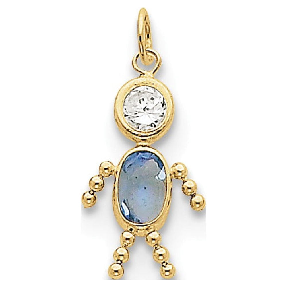 10k Yellow Gold March Boy Birthday Month Colored Stone Charm - Walmart.com