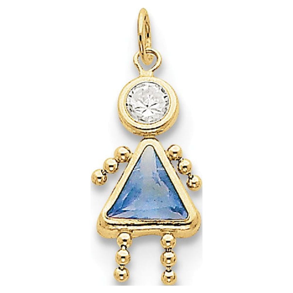 10k Yellow Gold March Girl Birthday Month Colored Stone Charm - Walmart.com