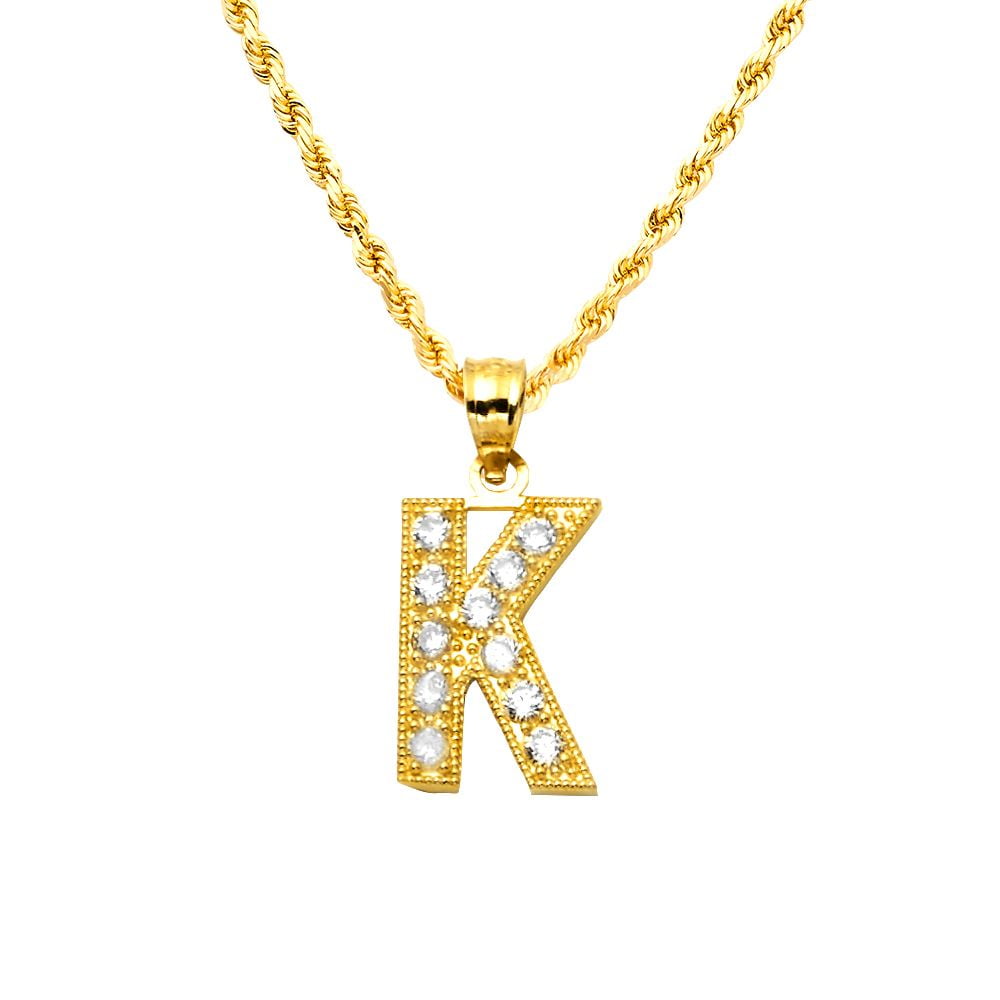 10k Yellow Gold Medium Block CZ Initial Charm (K) - Walmart Business ...