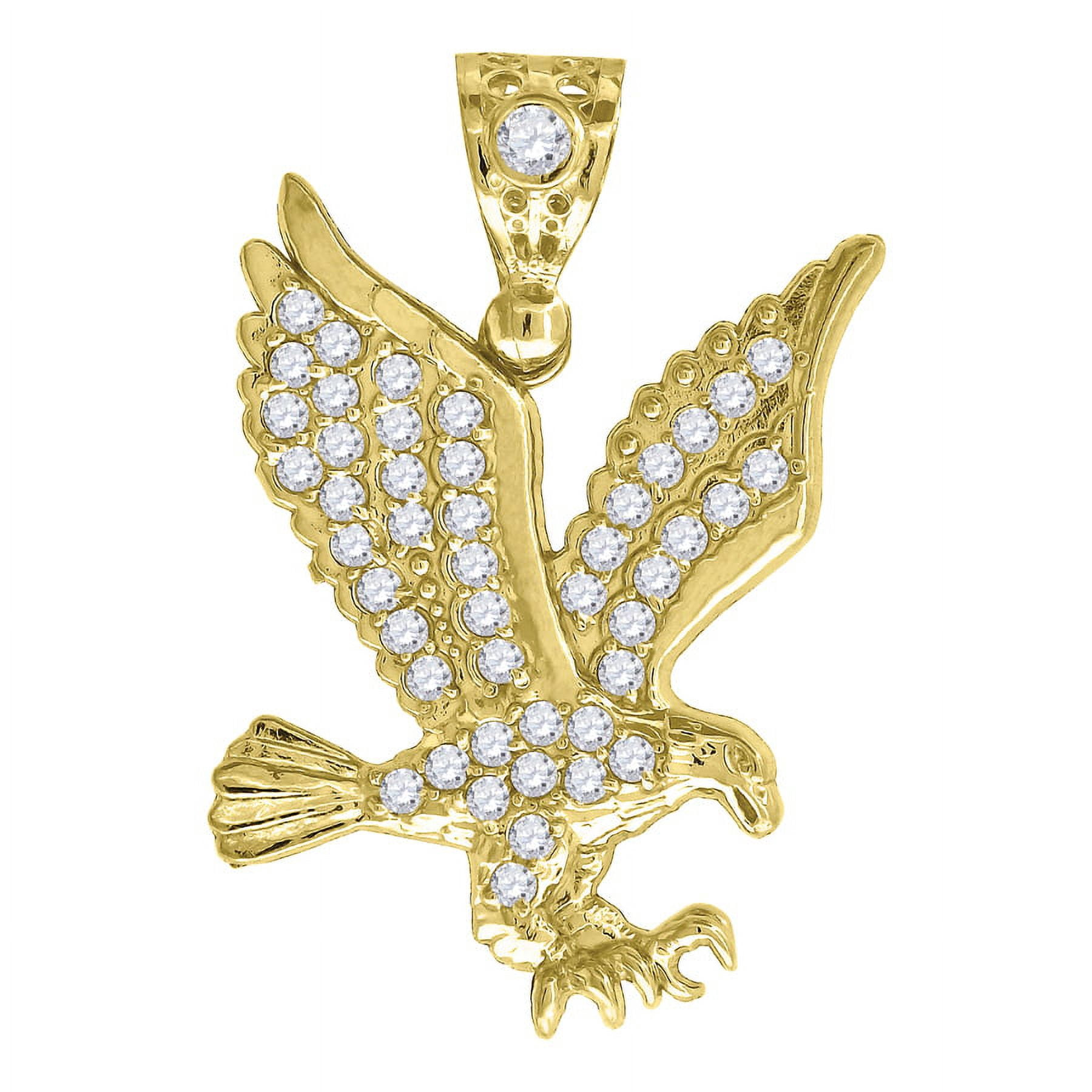 10k Yellow Gold Mens CZ Cubic Zirconia Simulated Diamond Eagle Bird ...
