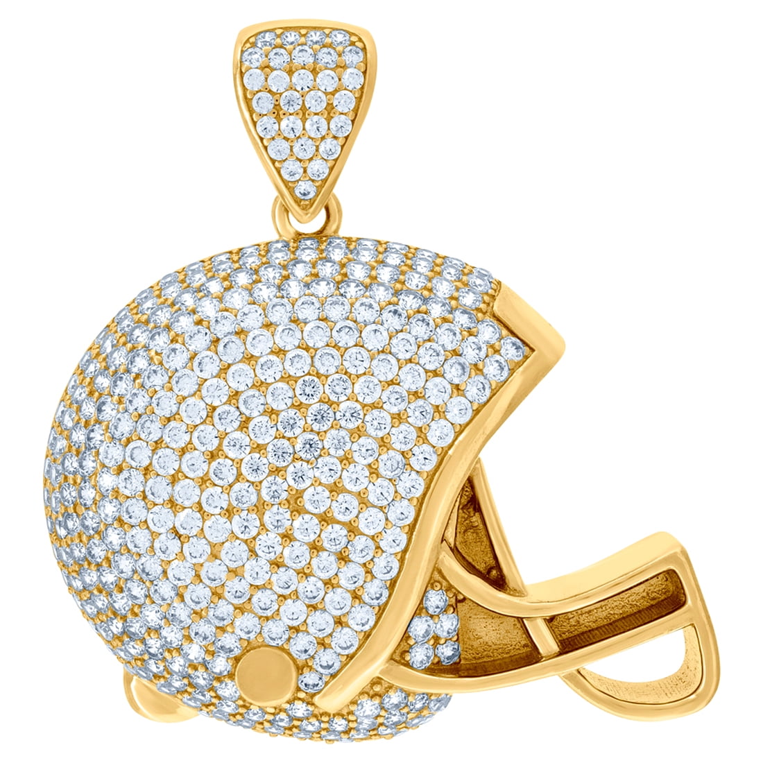 10k Yellow Gold Mens Cubic Zirconia Football Helmet Charm Pendant ...