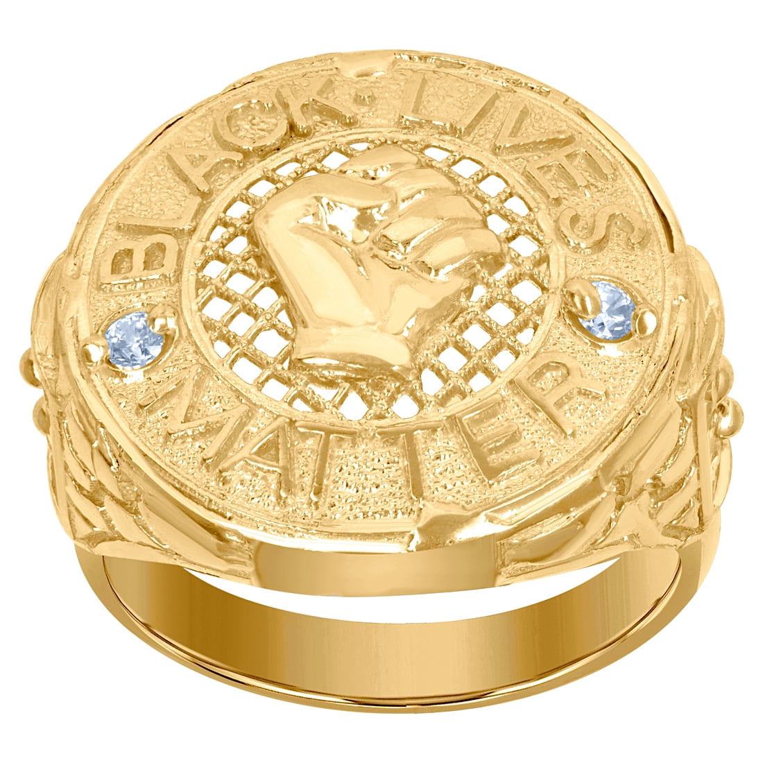 10k Yellow Gold Mens Cubic Zirconia Talking Black Lives Matter Ring 21 ...