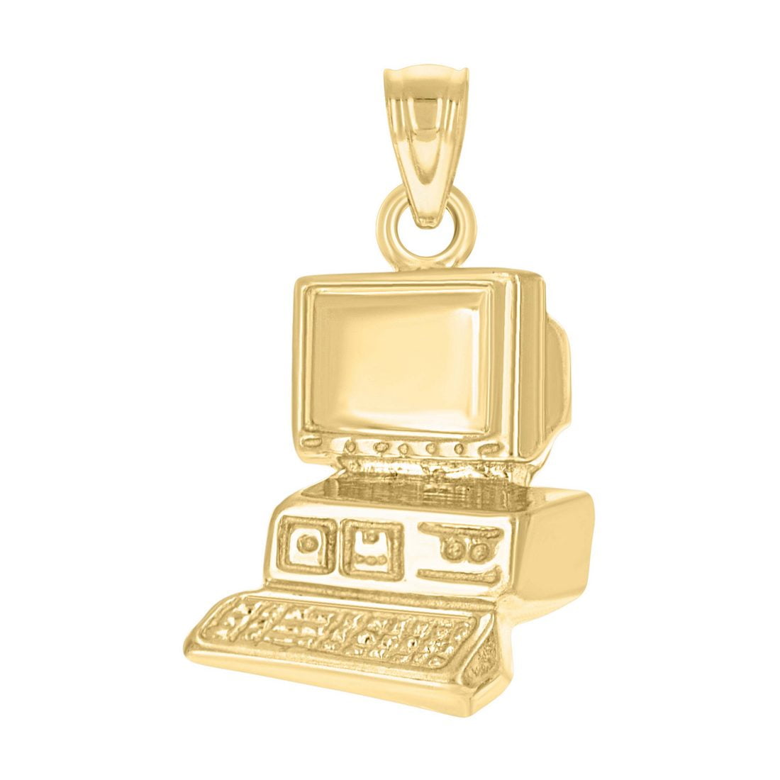 10k Yellow Gold Mens Computer Charm Pendant 23.8x10.90mm Wide Necklace ...