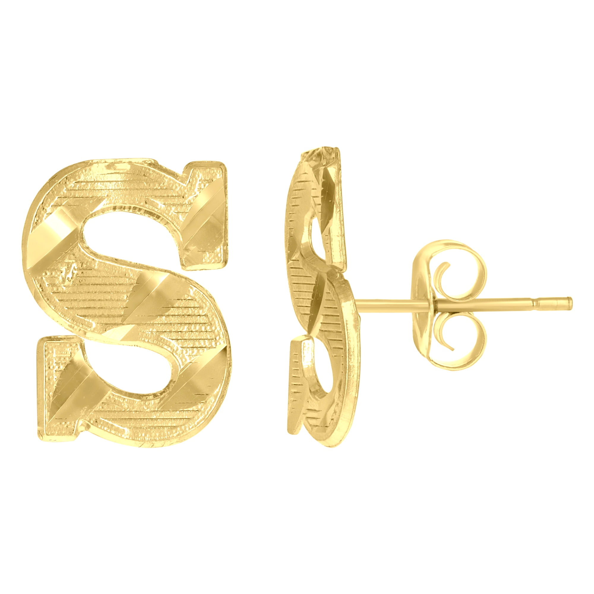 10k Yellow Gold Mens Initials Letter S Stud Earrings Jewelry Gift for ...