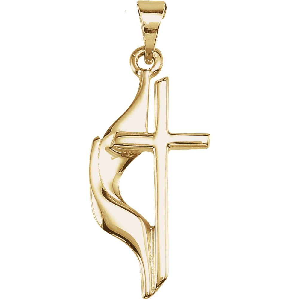 10k Yellow Gold Methodist Cross Religious Pendant Fine Jewelry for ...