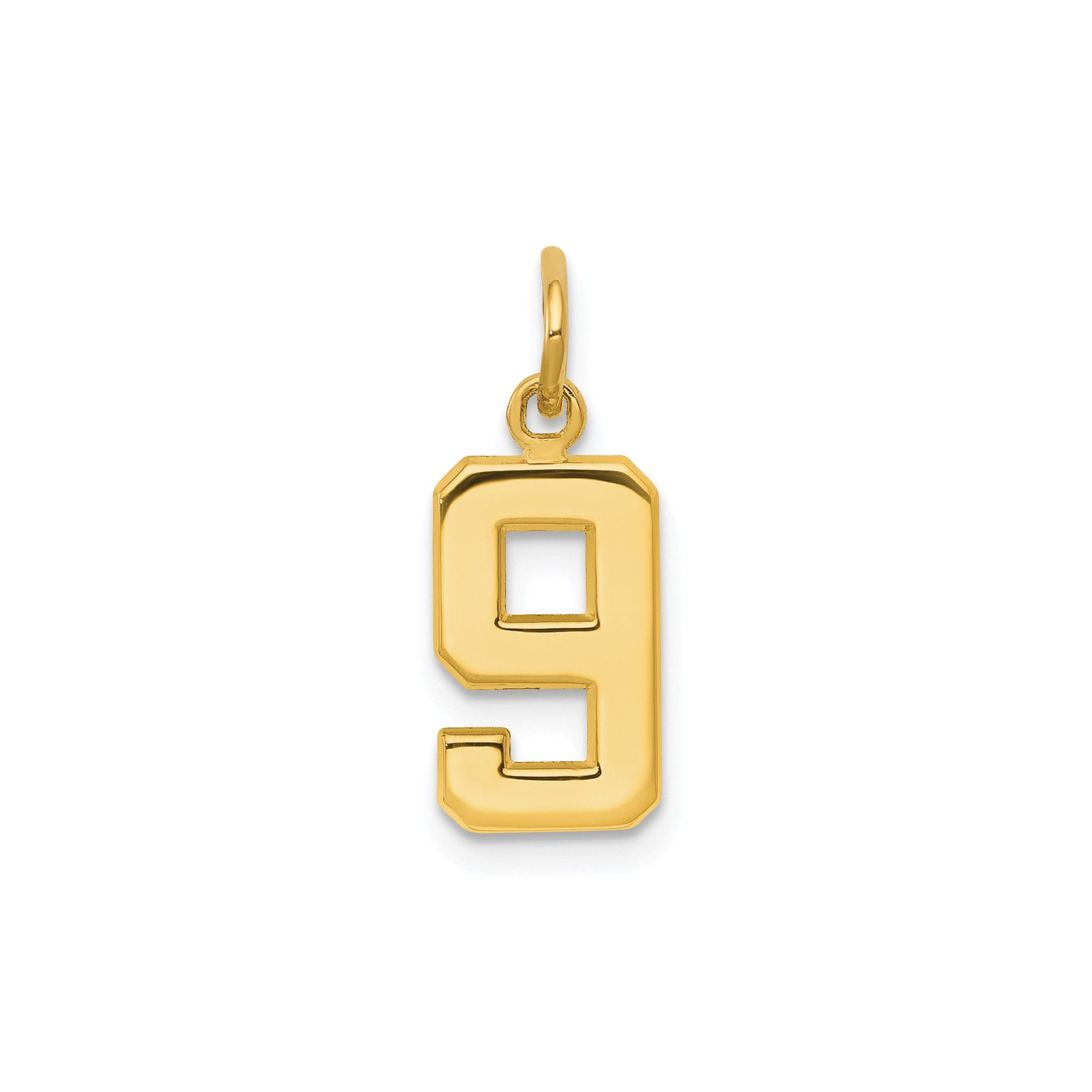 10k Yellow Gold Number 9 Pendant Charm for Necklace or Bracelet, Bold ...