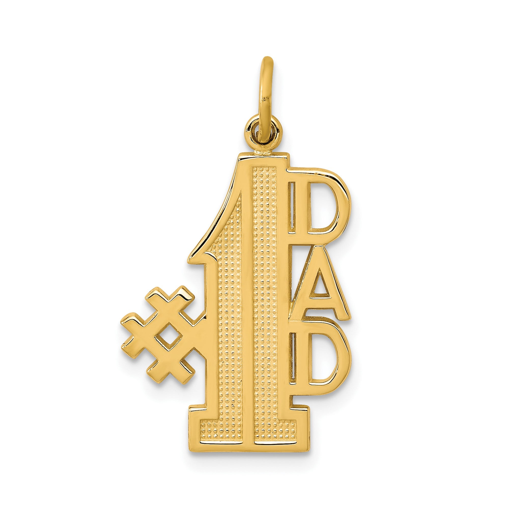 10k Yellow Gold Number One Dad Pendant for Men, Bold Lettering with ...