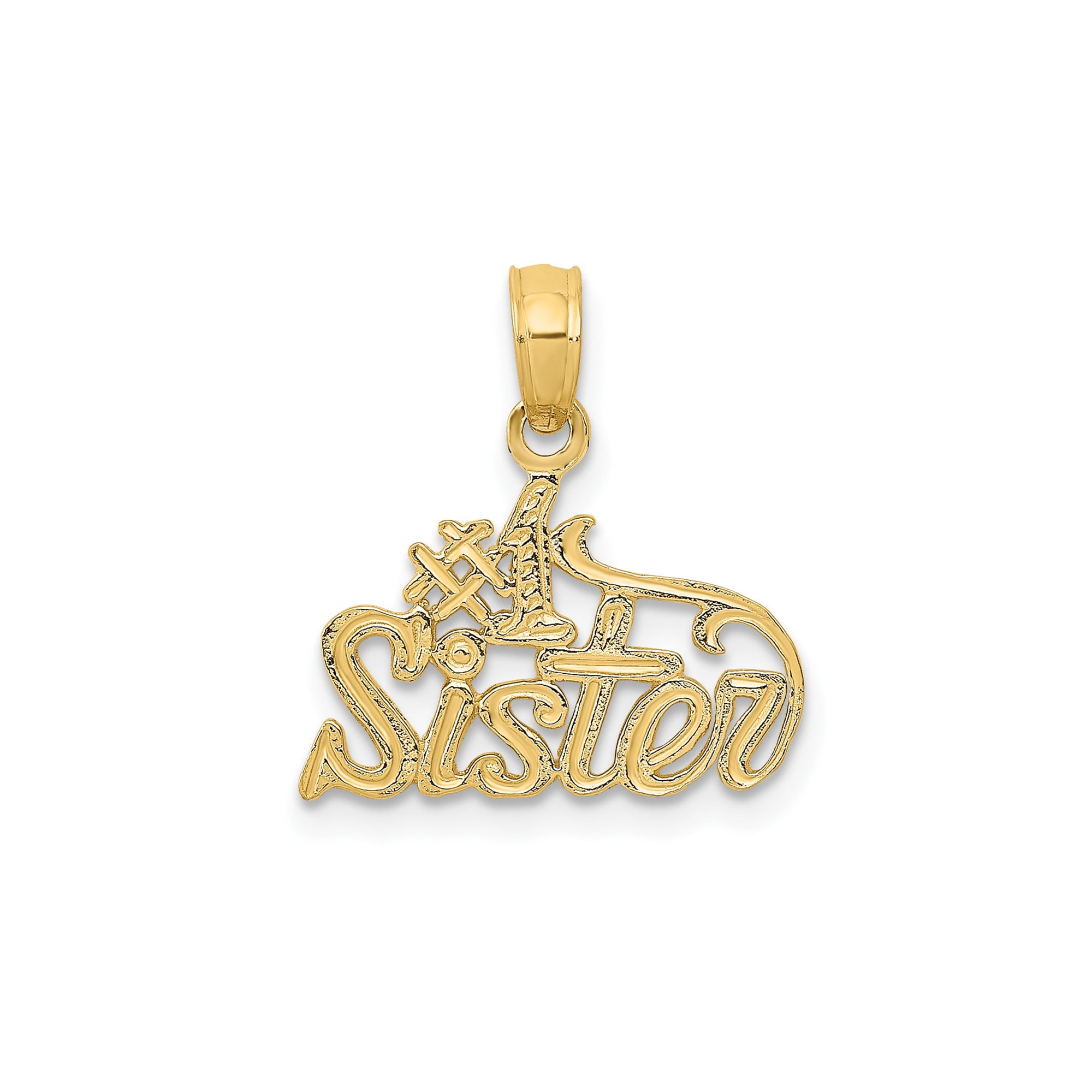 10k Yellow Gold Number One Sister Pendant for Women with Script ...