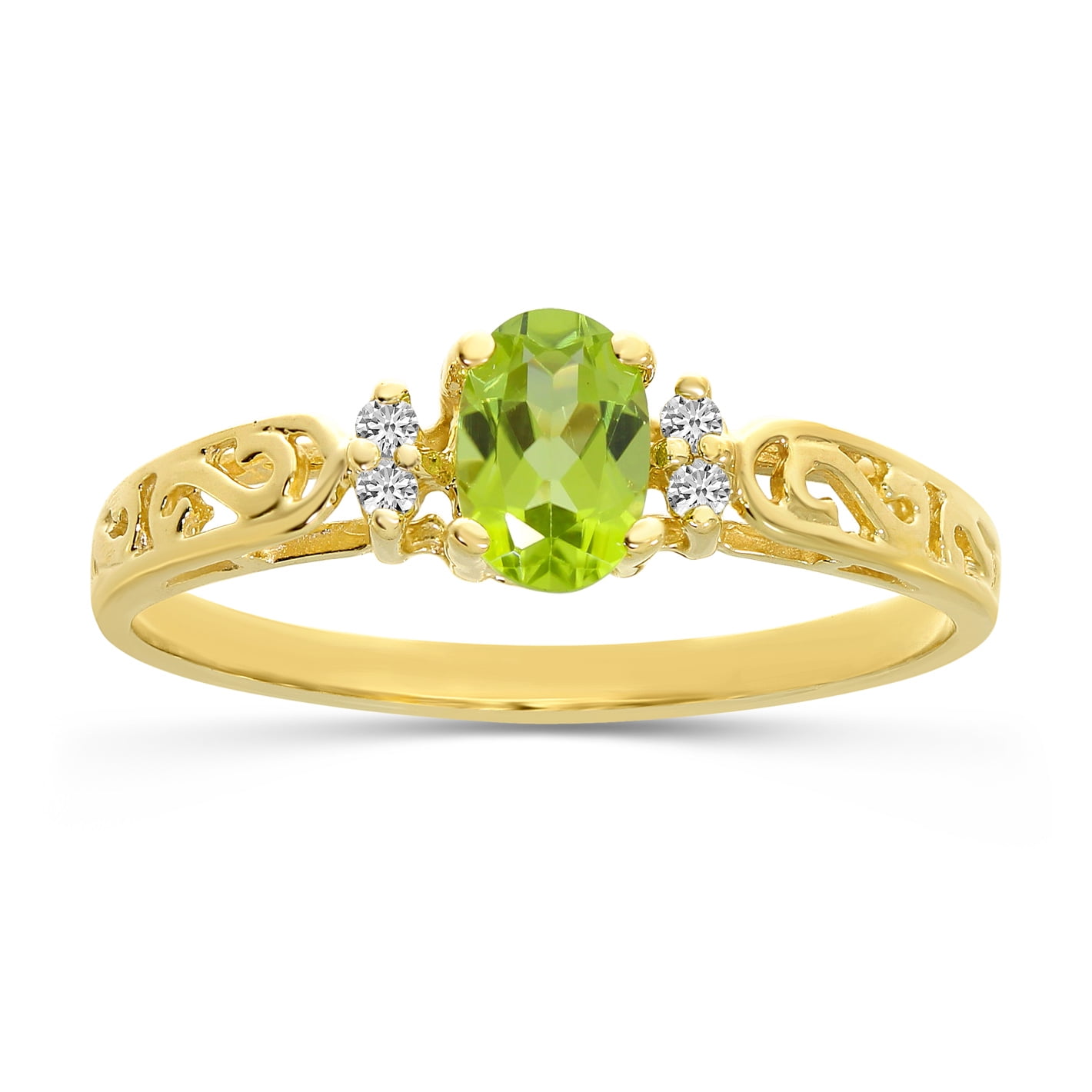 Walmart 10k Yellow Gold Ring with Oval Peridot and Diamond, 0.40 ct ...