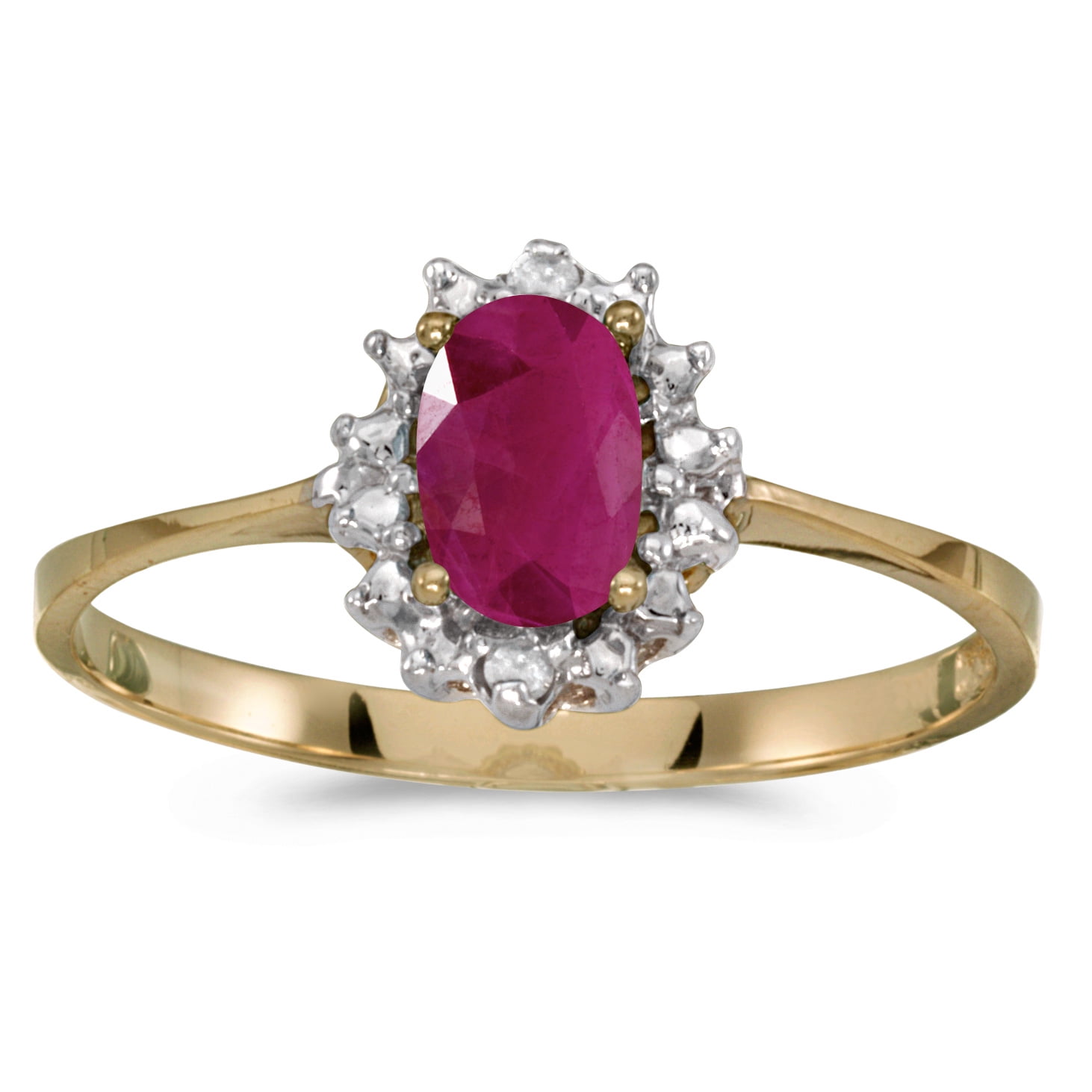 10k Yellow Gold Oval Ruby And Diamond Ring - Walmart.com