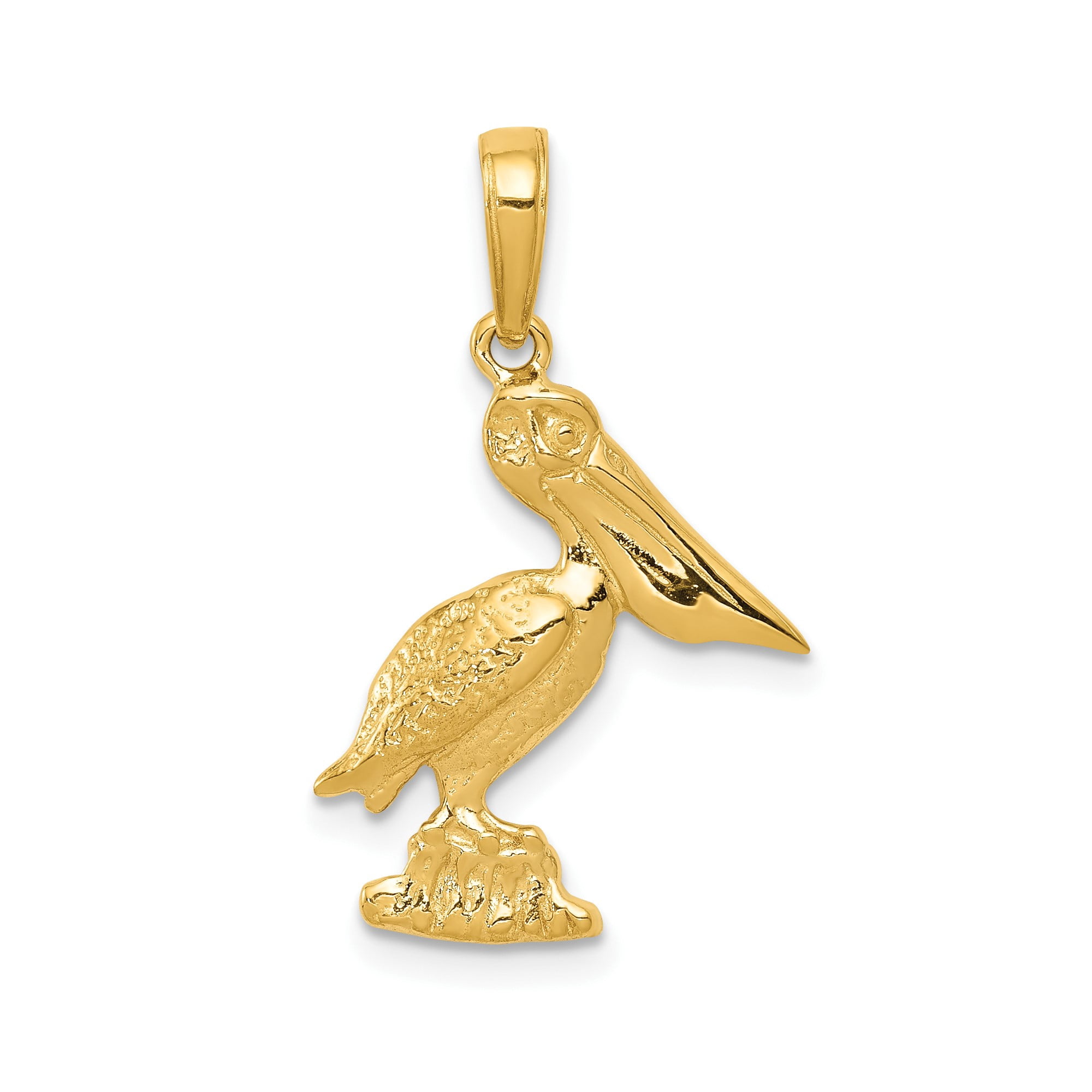 10k Yellow Gold Pelican Pendant for Men and Women, Nature-Inspired Bird ...