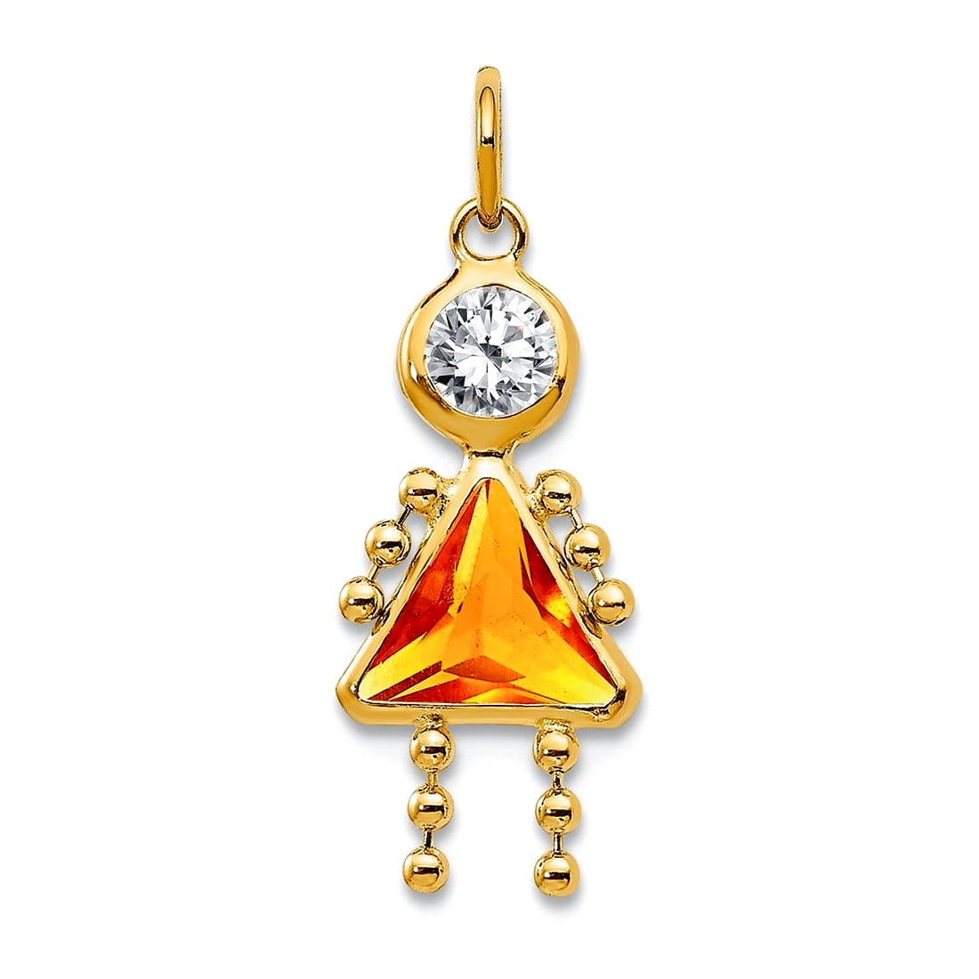 10k Yellow Gold Polished November Charm 20x10mm Wide Pendant Necklace ...