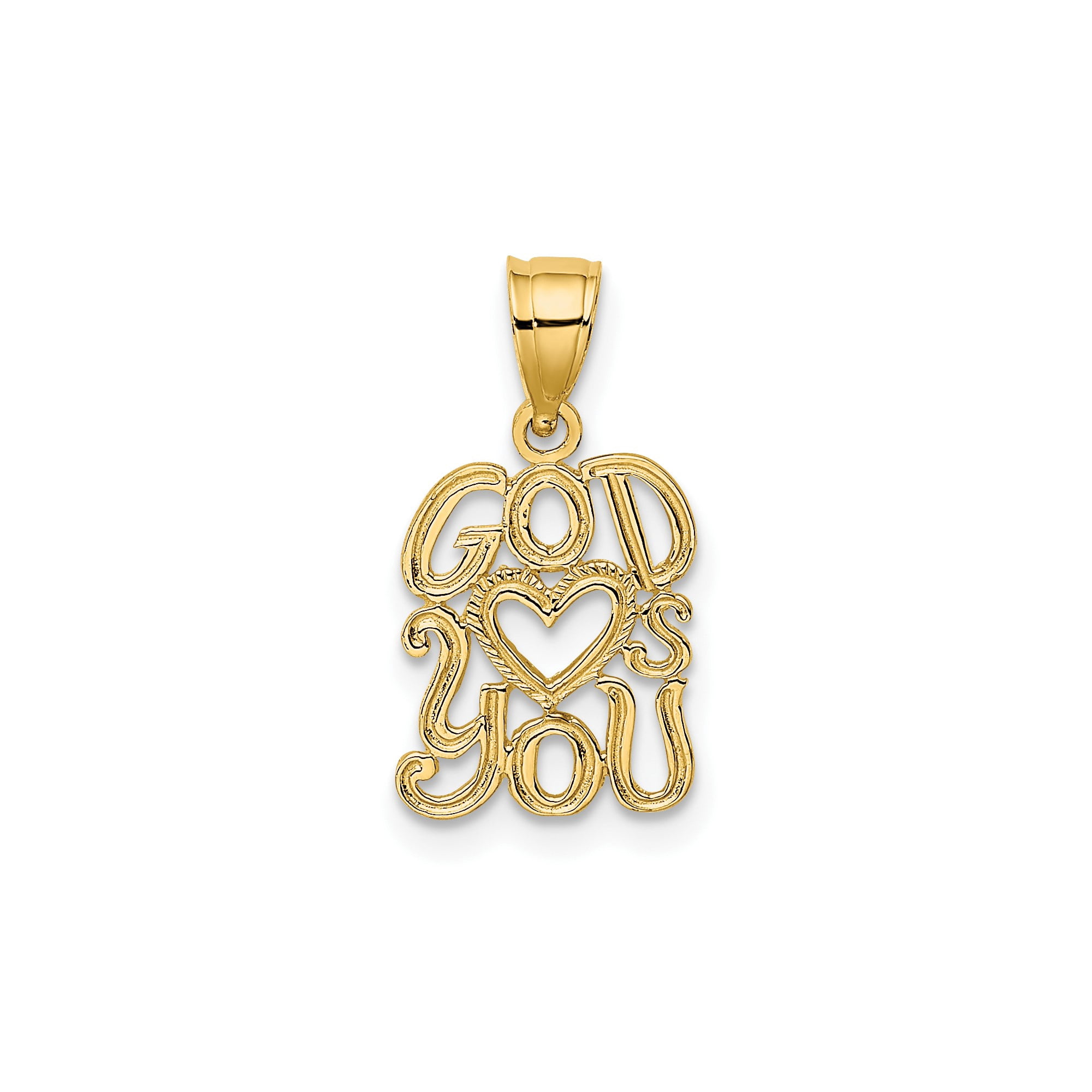 10k Yellow Gold Religious Pendant for Women with Heart Symbol, God ...