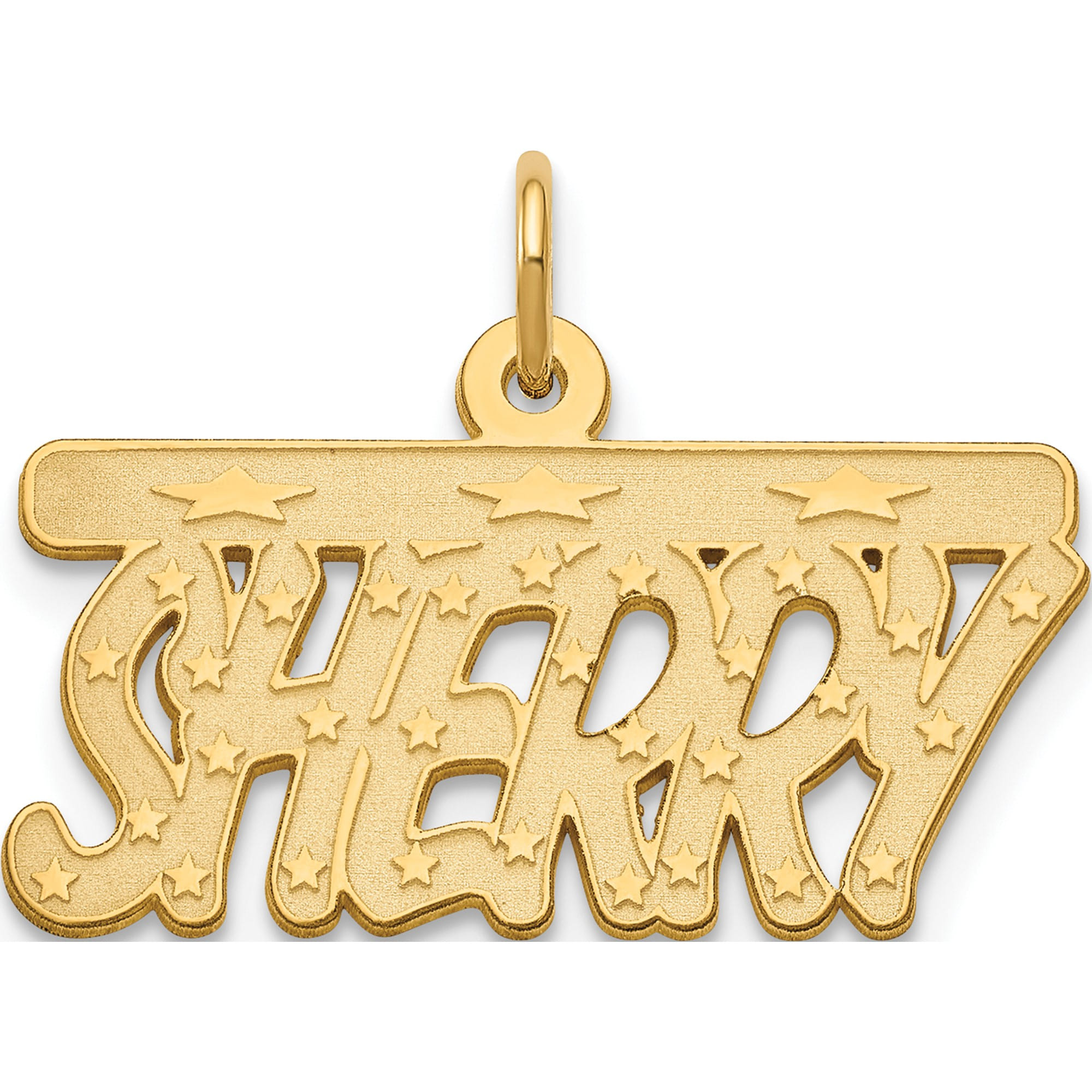 10k Yellow Gold Satin Stars Name Plate Polished Not engraveable Classic ...