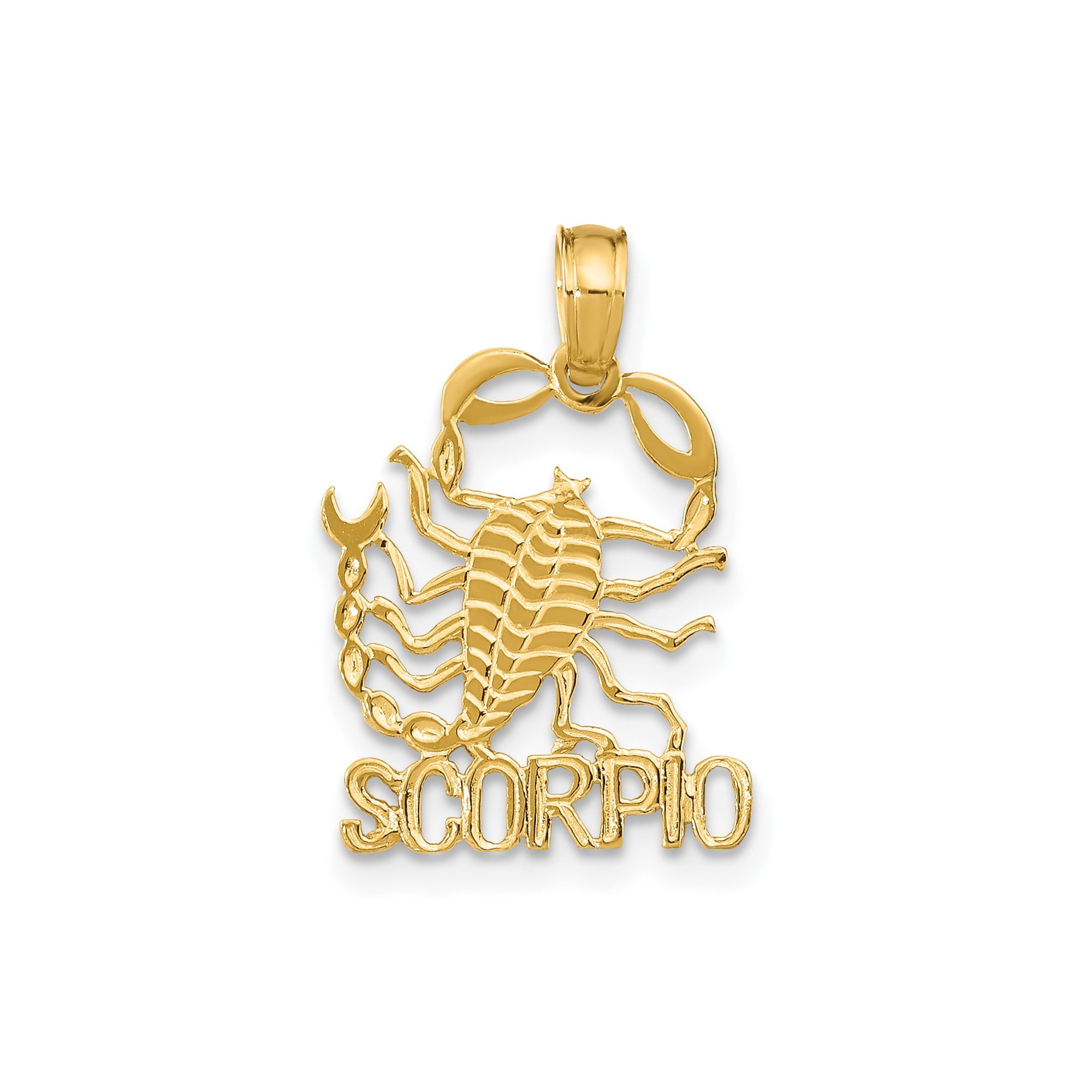 10k Yellow Gold Scorpio Pendant with Scorpion Design and Zodiac Symbol ...