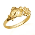 10k Yellow Gold Sea Turtle Daisy Flower Nature Ring (Size 5) - Walmart.com