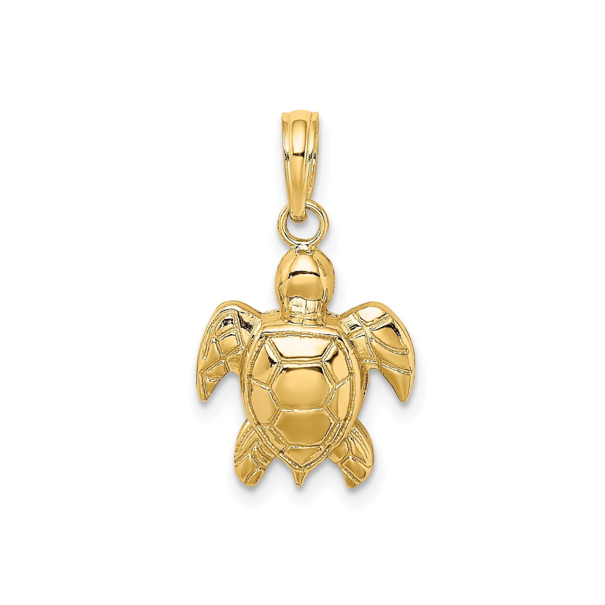 10k Yellow Gold Sea Turtle Pendant Necklace for Women or Unisex Wear ...