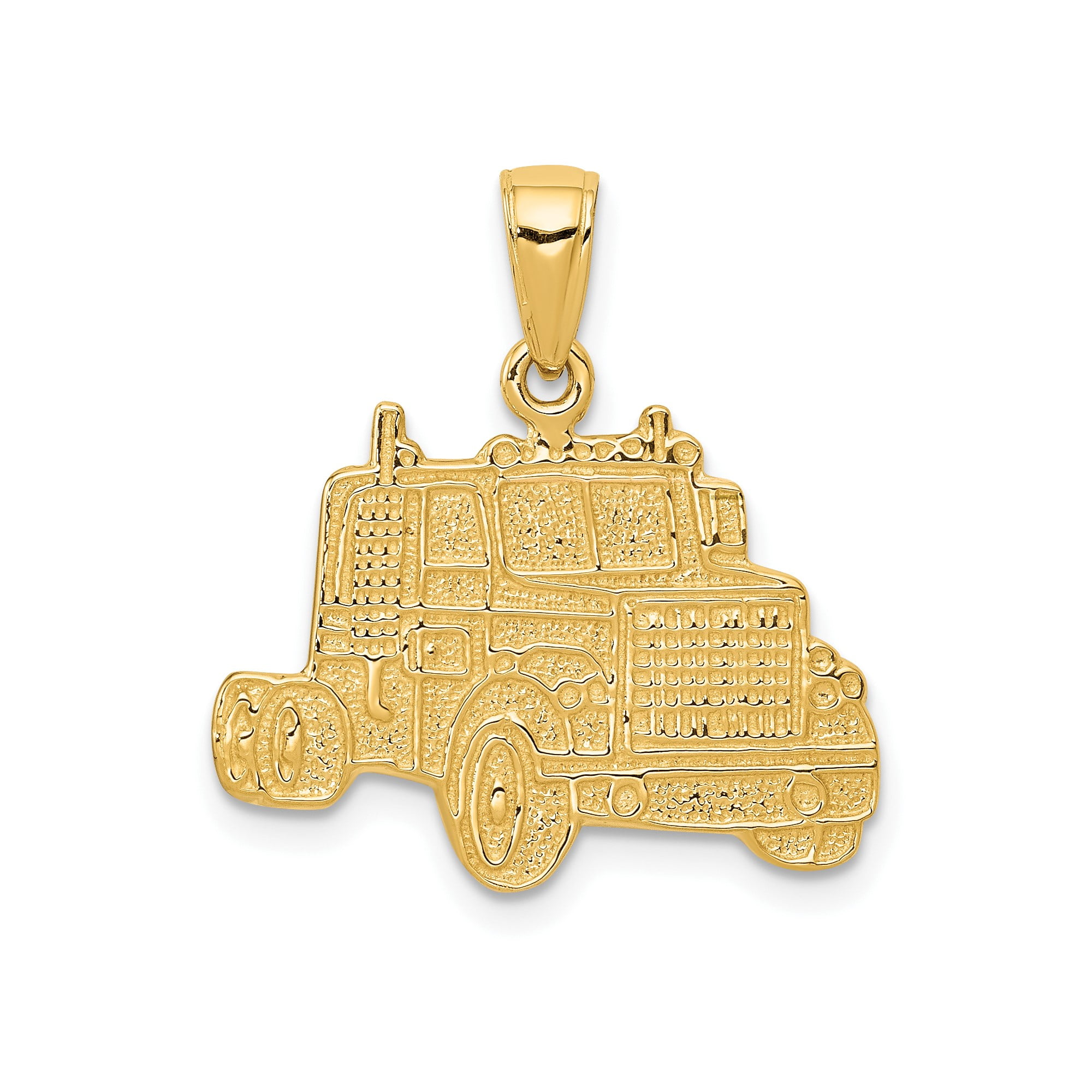 10k Yellow Gold Semi Truck Pendant for Men, Big Rig Necklace Charm with ...