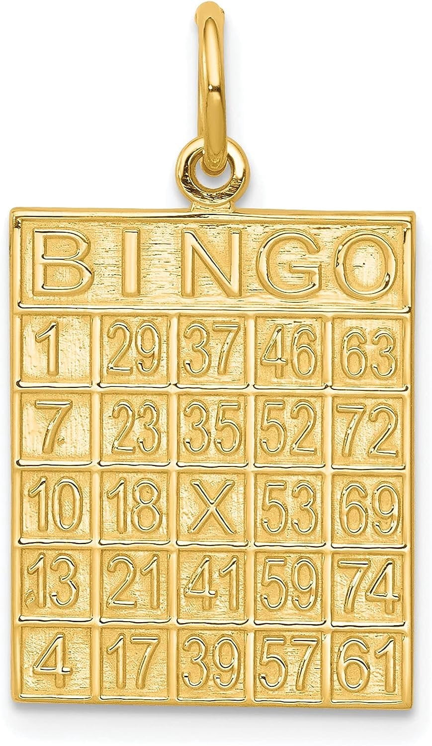 10k Yellow Gold Solid Bingo Card Charm - 25mm - Walmart.com