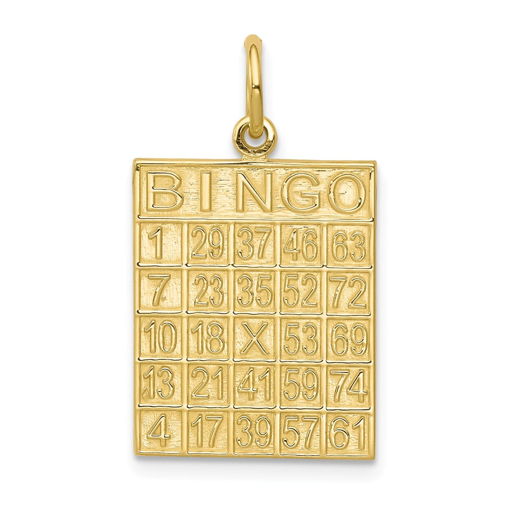 10k Yellow Gold Solid Bingo Card Pendant Charm (15mm x 25mm) - Walmart.com