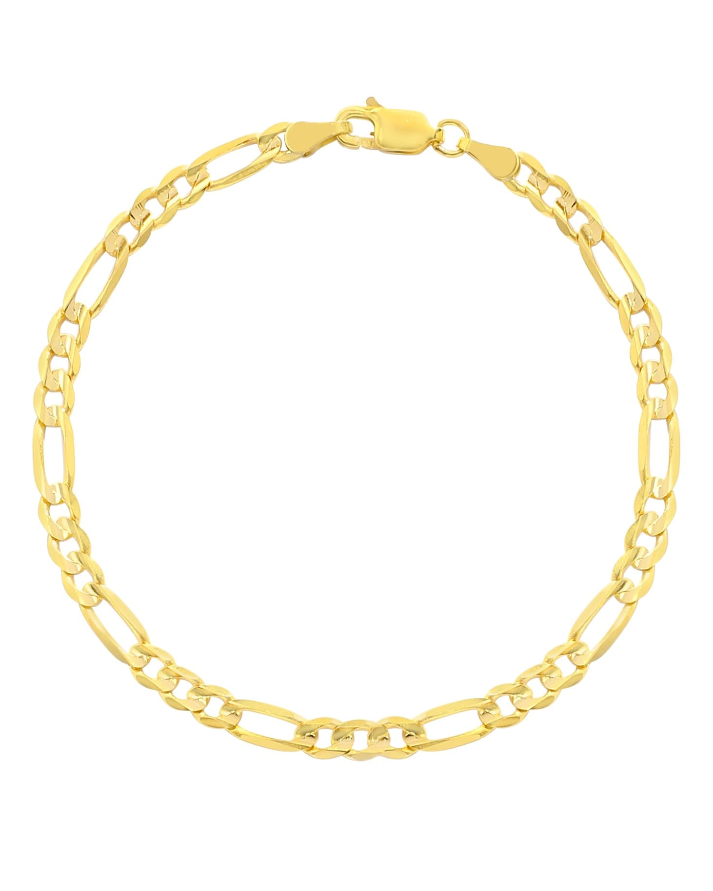 Floreo 10k Yellow Gold 4mm Solid Clasic Figaro Bracelet or Anklet ...
