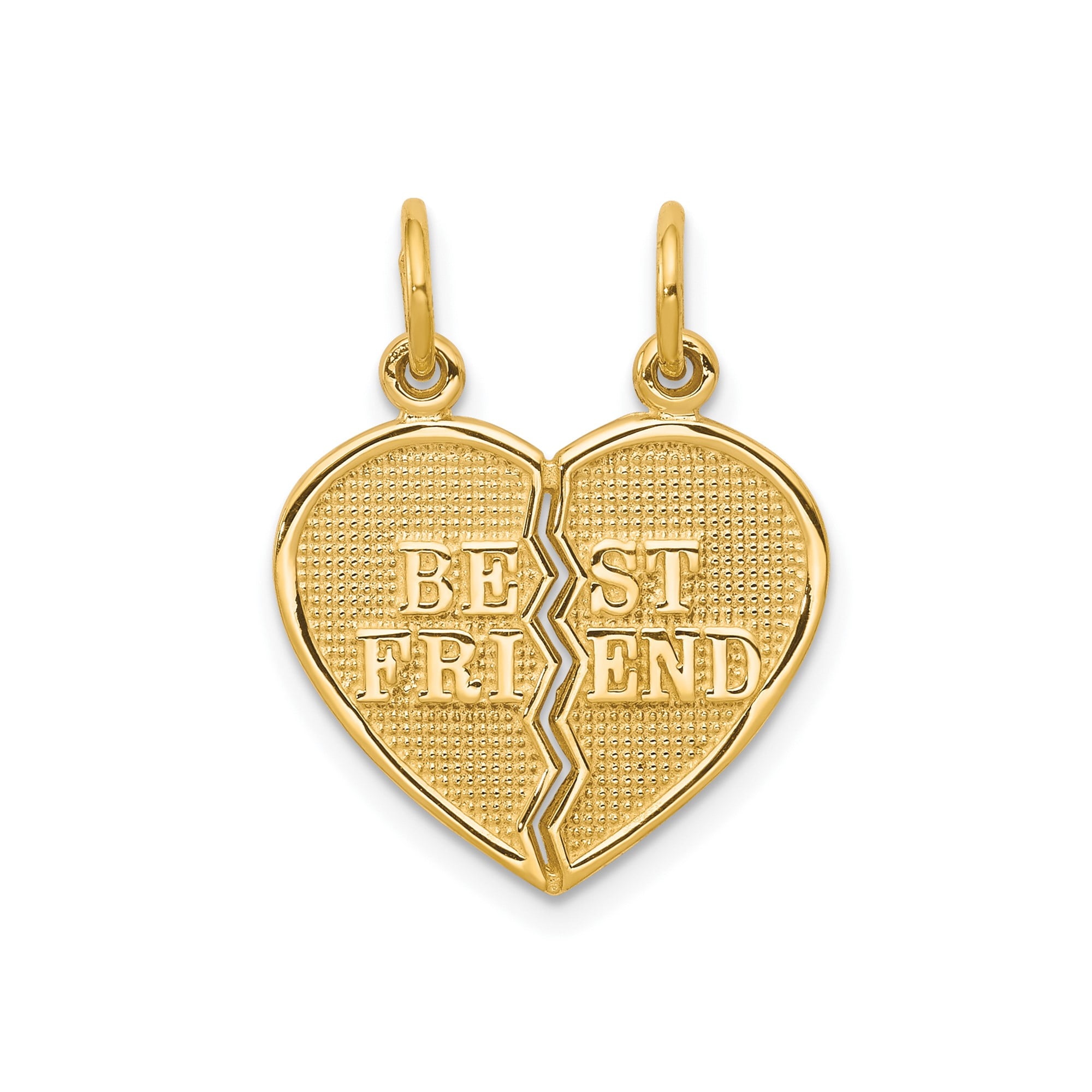 10k Yellow Gold Split Heart Pendant for Women or Unisex, Break Apart ...