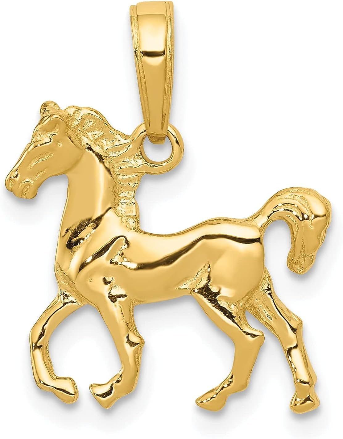 10k Yellow Gold Standing Horse Pendant - 20mm - Walmart.com