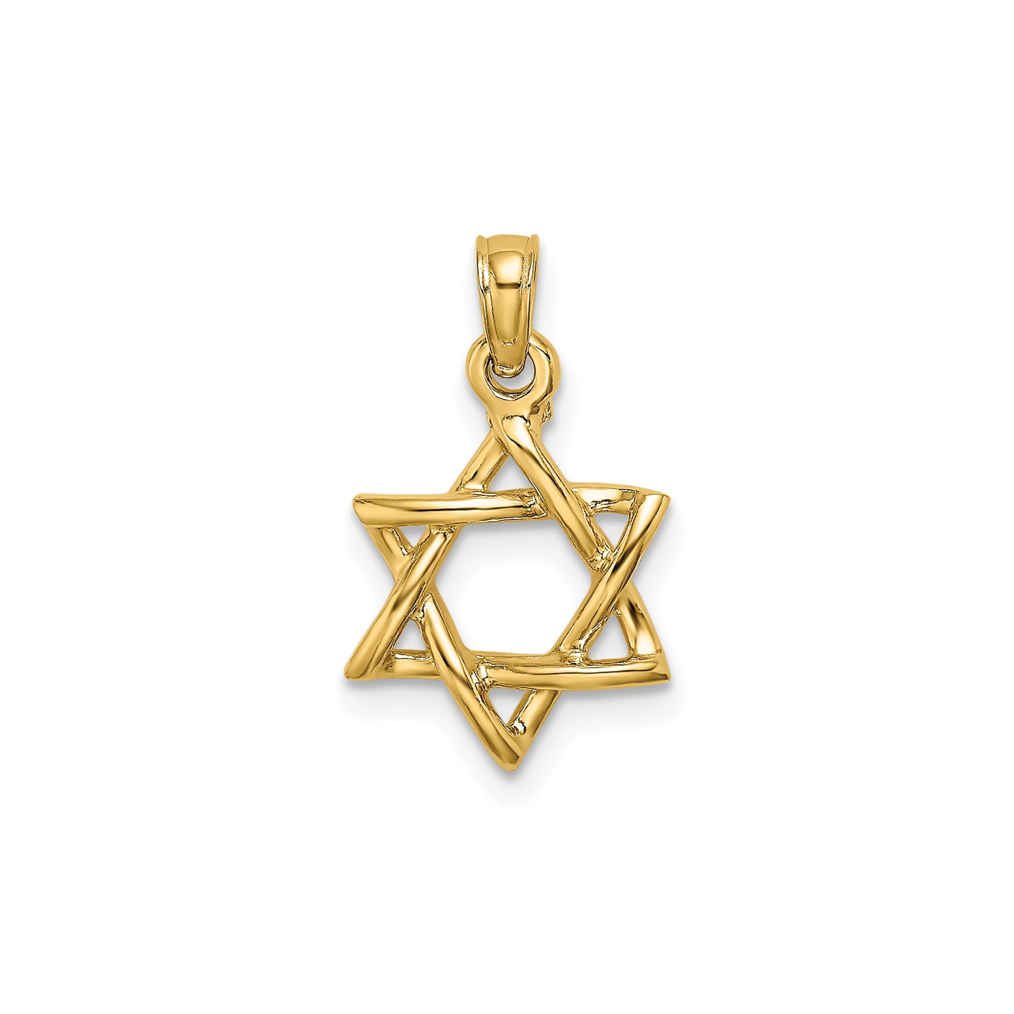 10k Yellow Gold Star of David Pendant Necklace with Woven Design ...