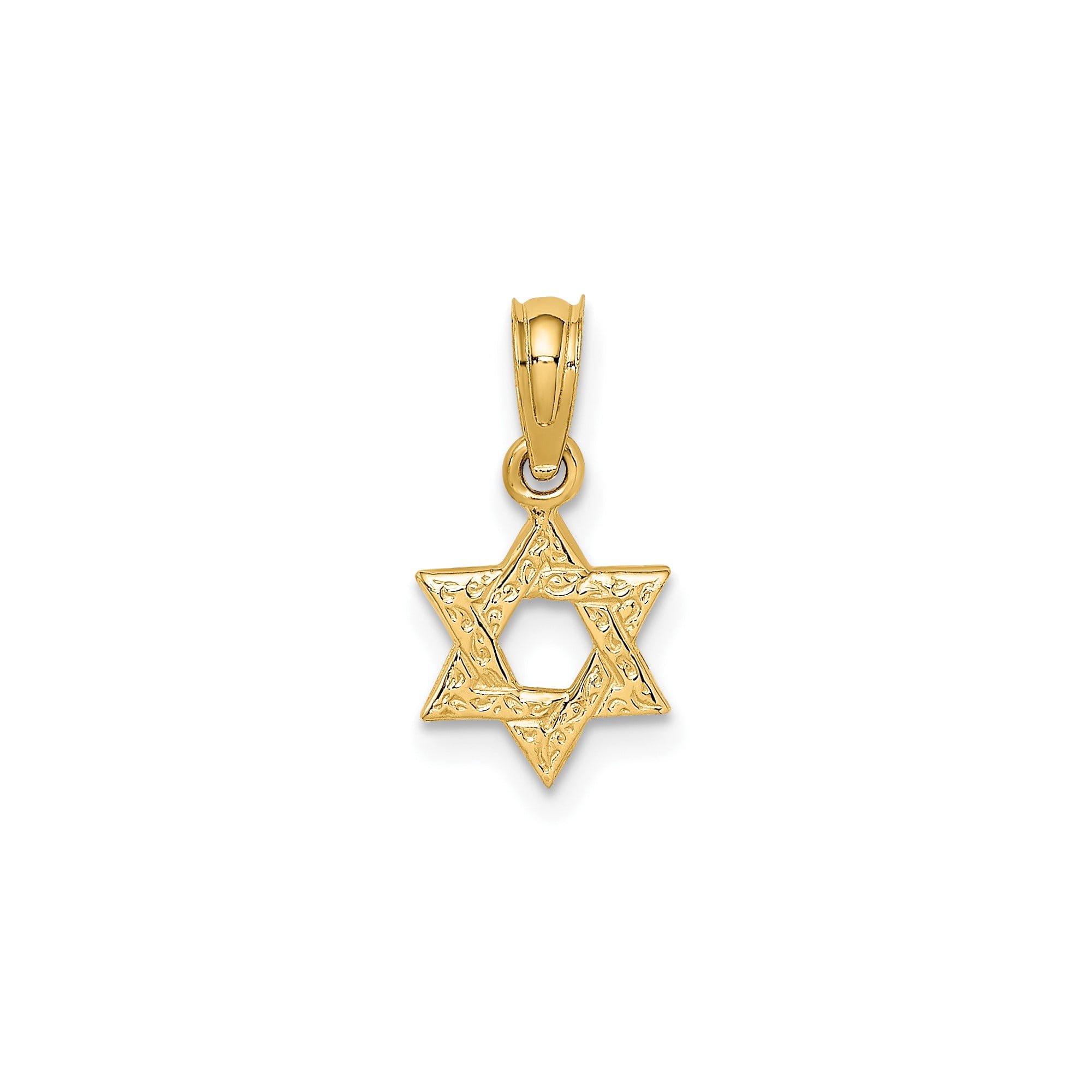 10k Yellow Gold Star of David Pendant with Textured Design, Unisex ...