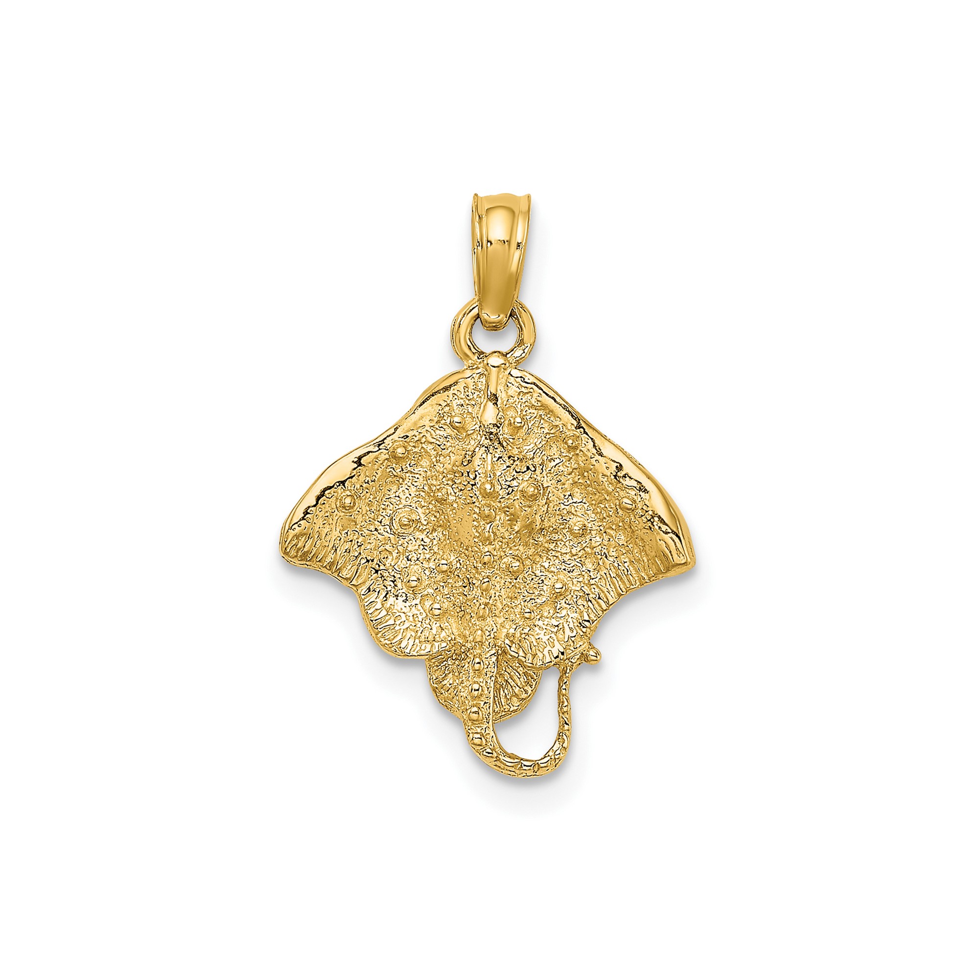 10k Yellow Gold Stingray Pendant, Unisex Nautical Jewelry with Ocean ...
