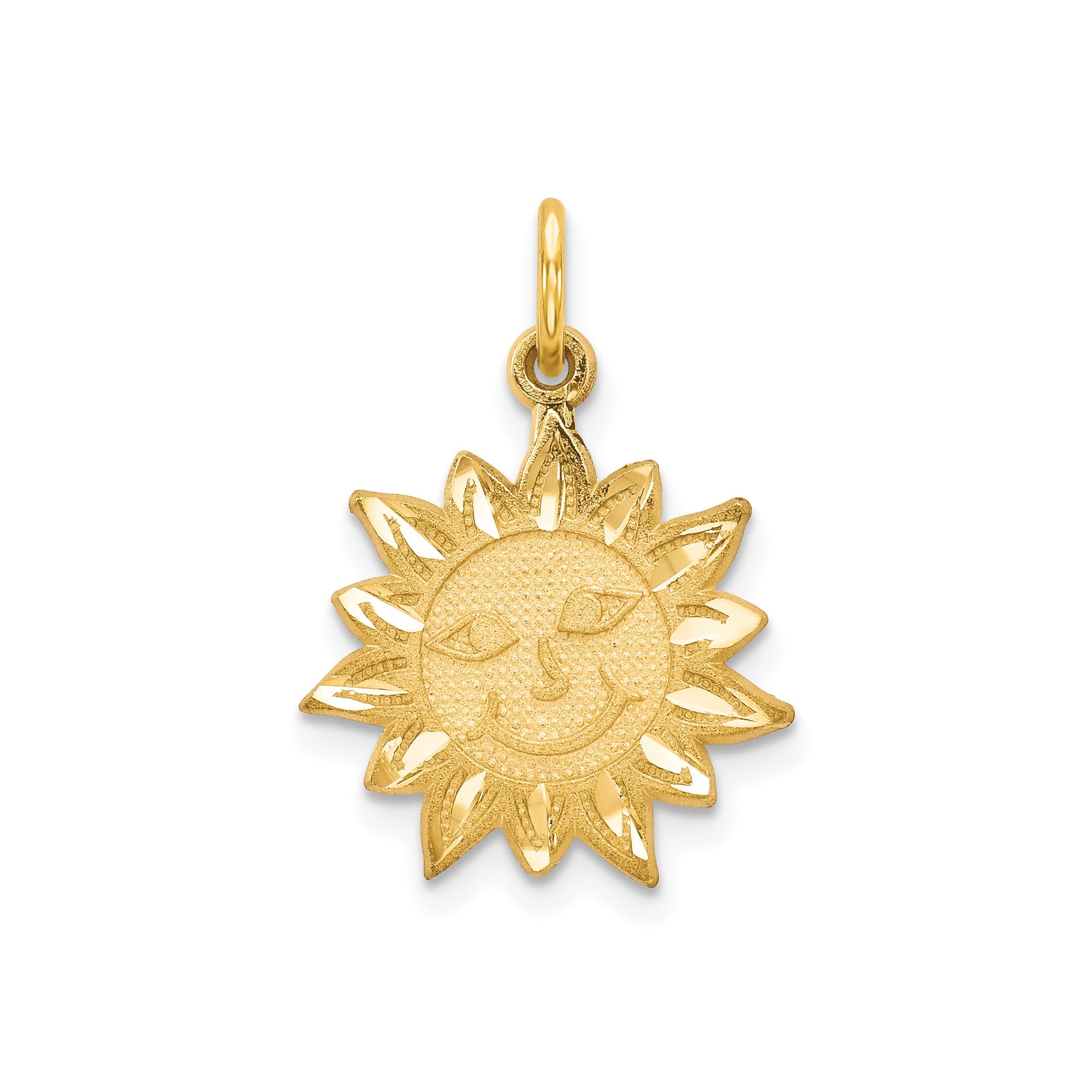 10k Yellow Gold Sun Face Pendant for Women or Unisex, Radiant Celestial ...