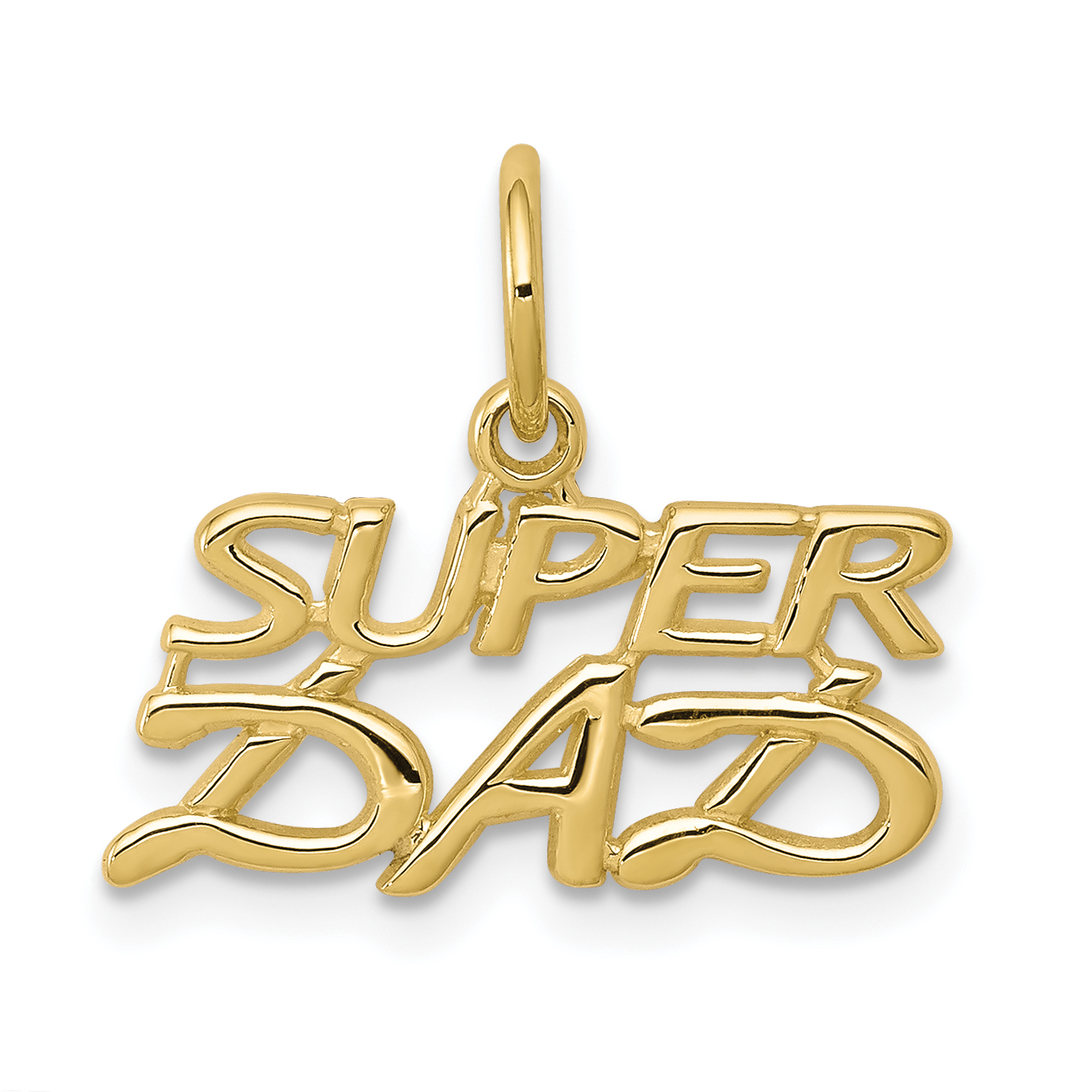 10k Yellow Gold Super Dad Charm Necklace Pendant Father Fine Jewelry ...