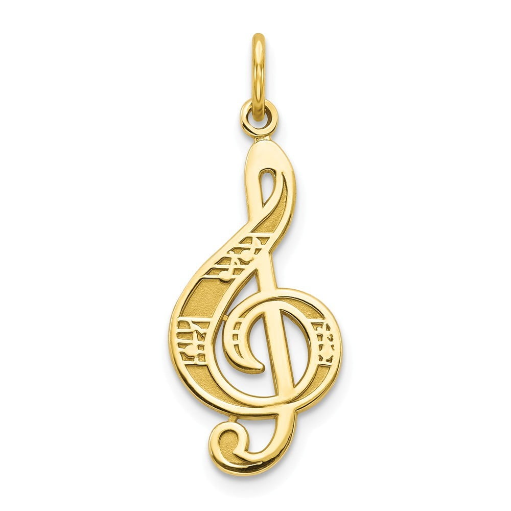 10k Yellow Gold TREBLE CLEF Charm - .9 Grams - Measures 30x11mm Wide ...