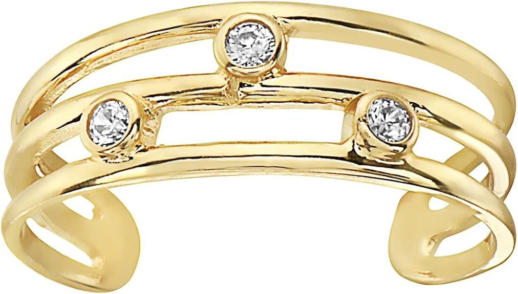 Ritastephens 10K Yellow Gold Adjustable Cubic Zirconia Toe Ring, Body ...