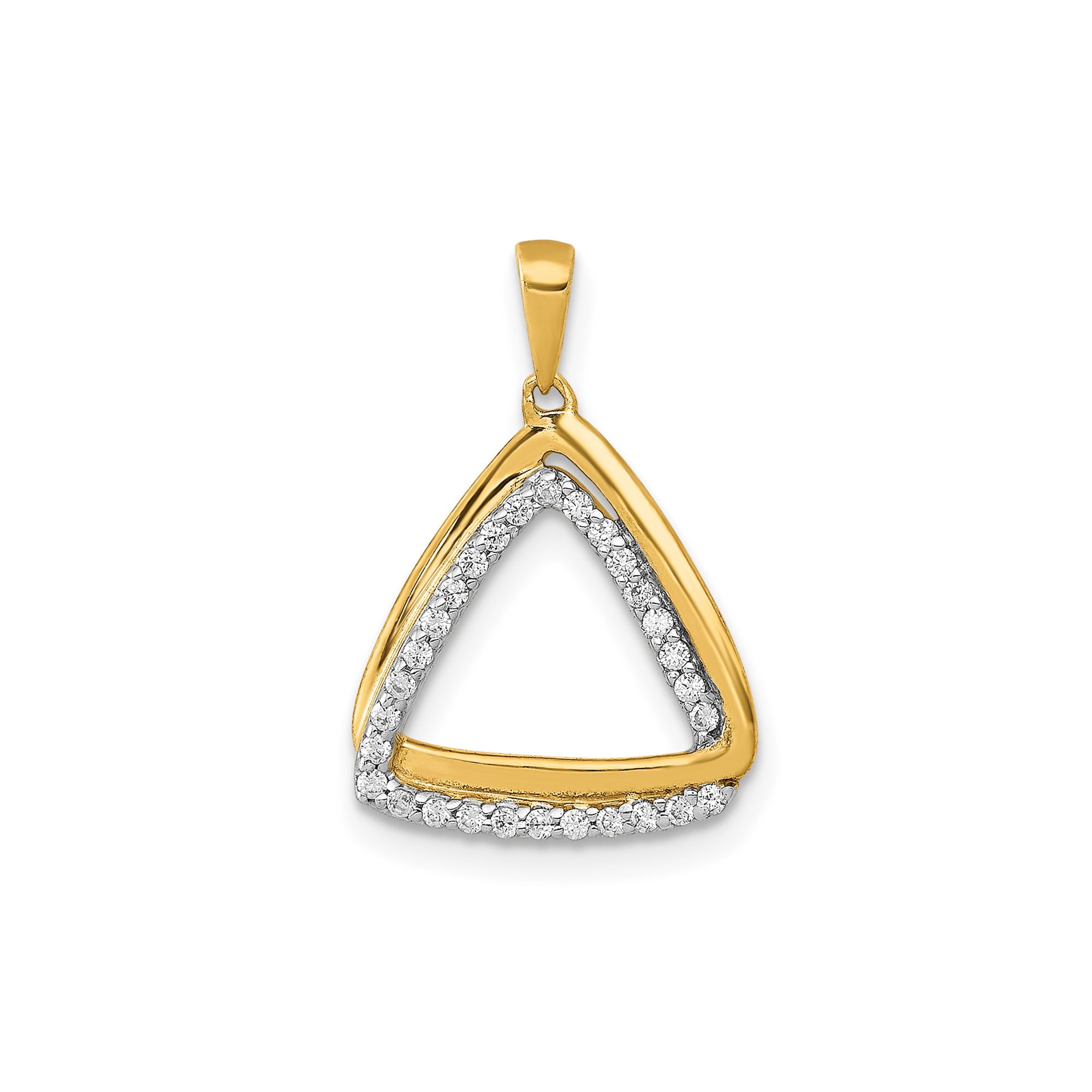 10k Yellow Gold Triangle Pendant for Women with Open Geometric Design ...