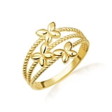 10k Yellow Gold Triple Butterfly Rope Band Ring (Size 6.75) - Walmart.com