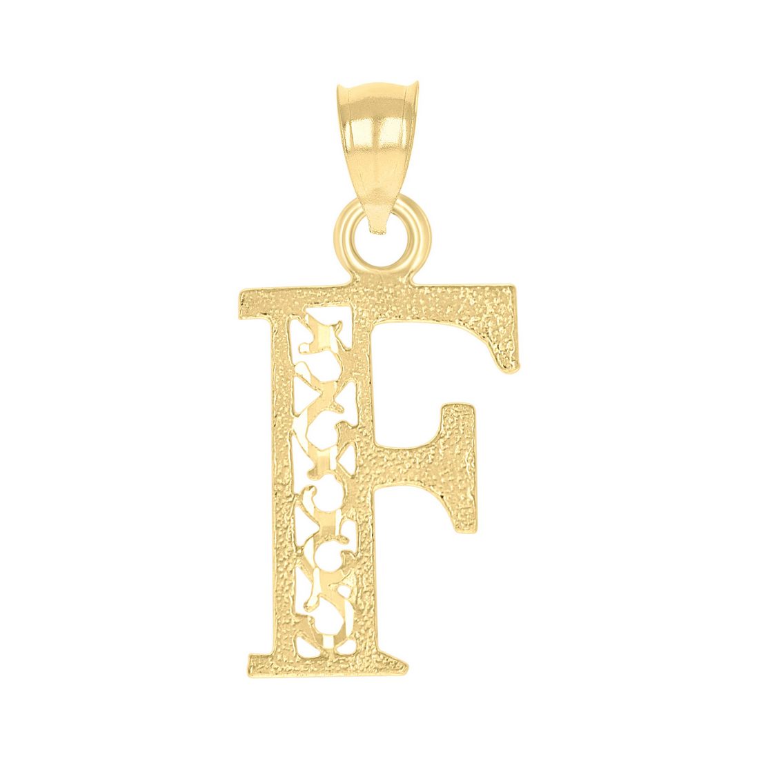 10k Yellow Gold Unisex Initial Letter F Charm Pendant Necklace 23x10 ...