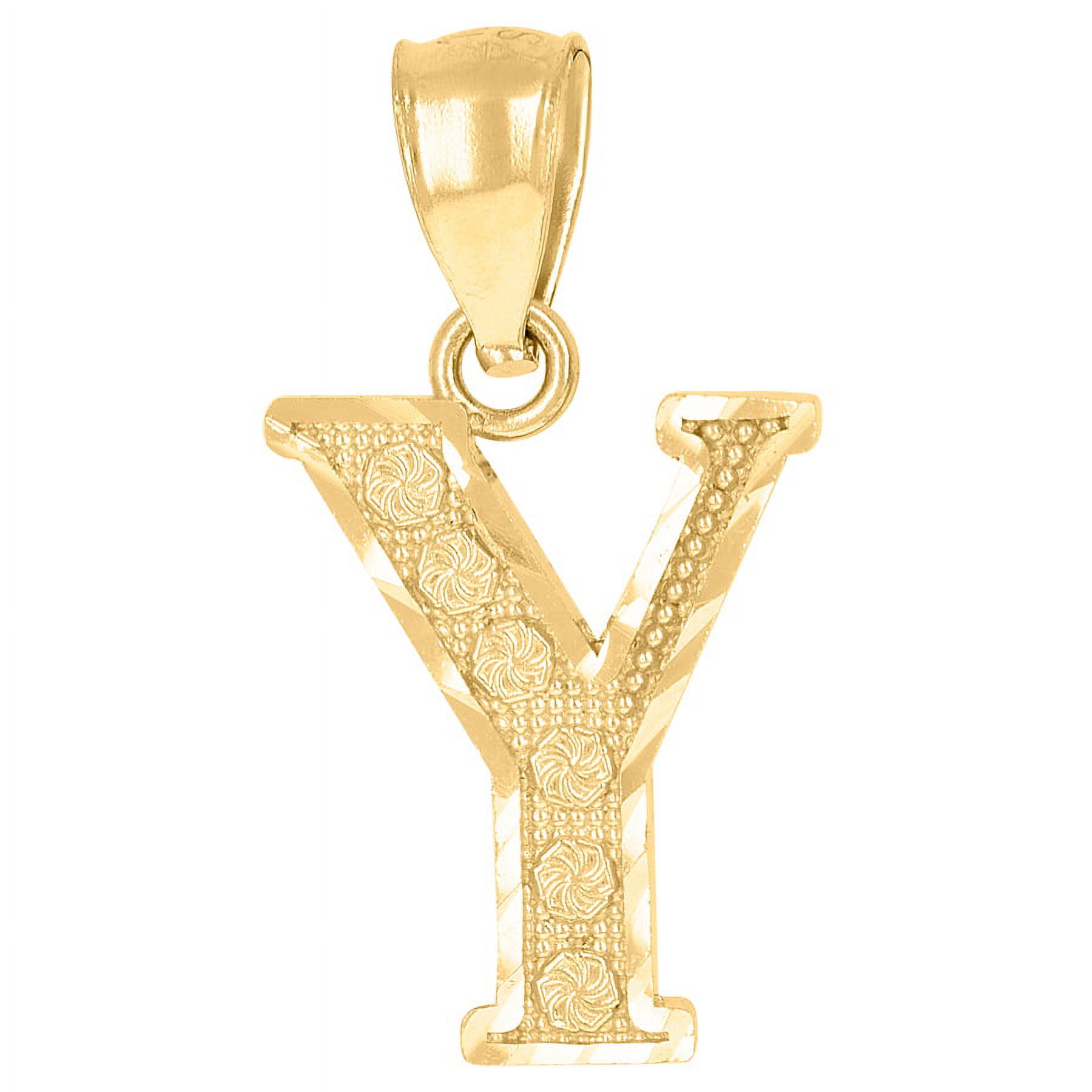 Mens 10K Initial Pendant Custom Name Real Diamond Yellow Gold Charm ...