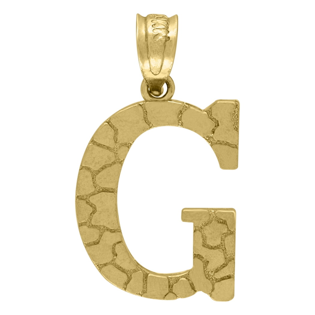 10k Yellow Gold Unisex Nugget Letter Name Personalized Monogram Initial ...