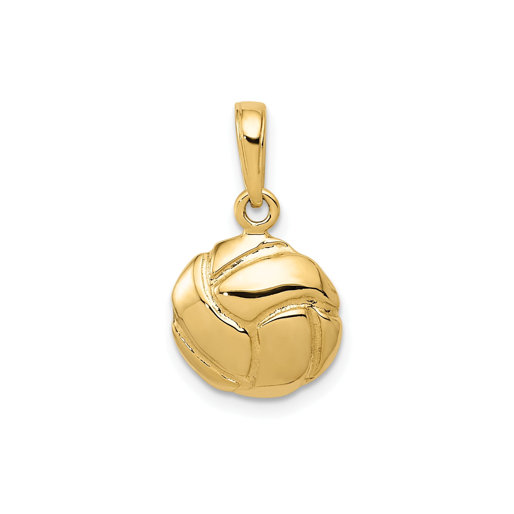 10k Yellow Gold Volleyball Pendant for Women or Unisex, Polished 3D ...