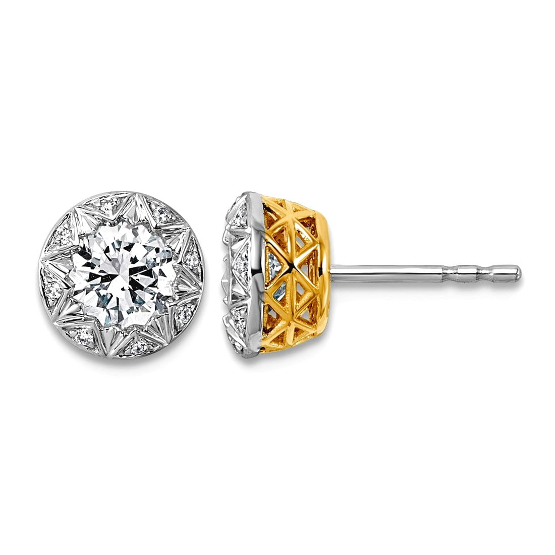 10k Yellow Gold With Rhodium Lab Grown VS+ F+ Round Center Diamond ...