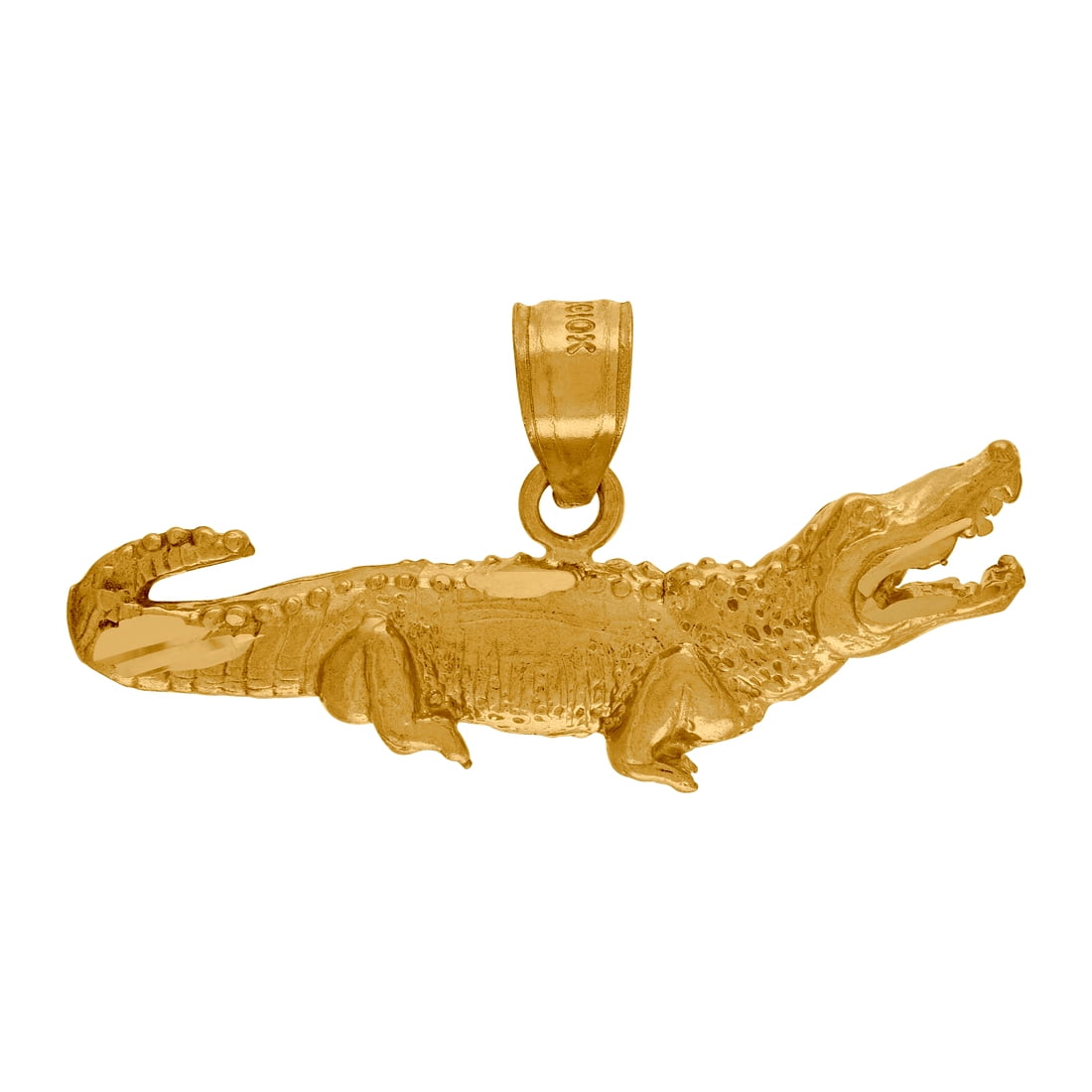 10k Yellow Gold Womens Alligator Crocodile Height 15.1mm X Width 30.3mm ...