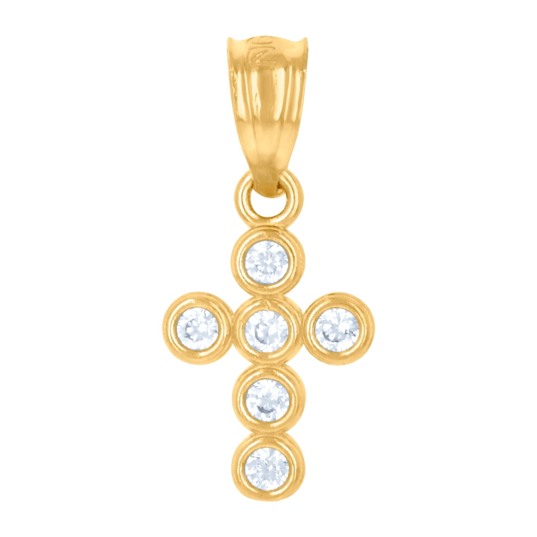 10k Yellow Gold Womens Cubic Zirconia Cross Religious Charm Pendant ...