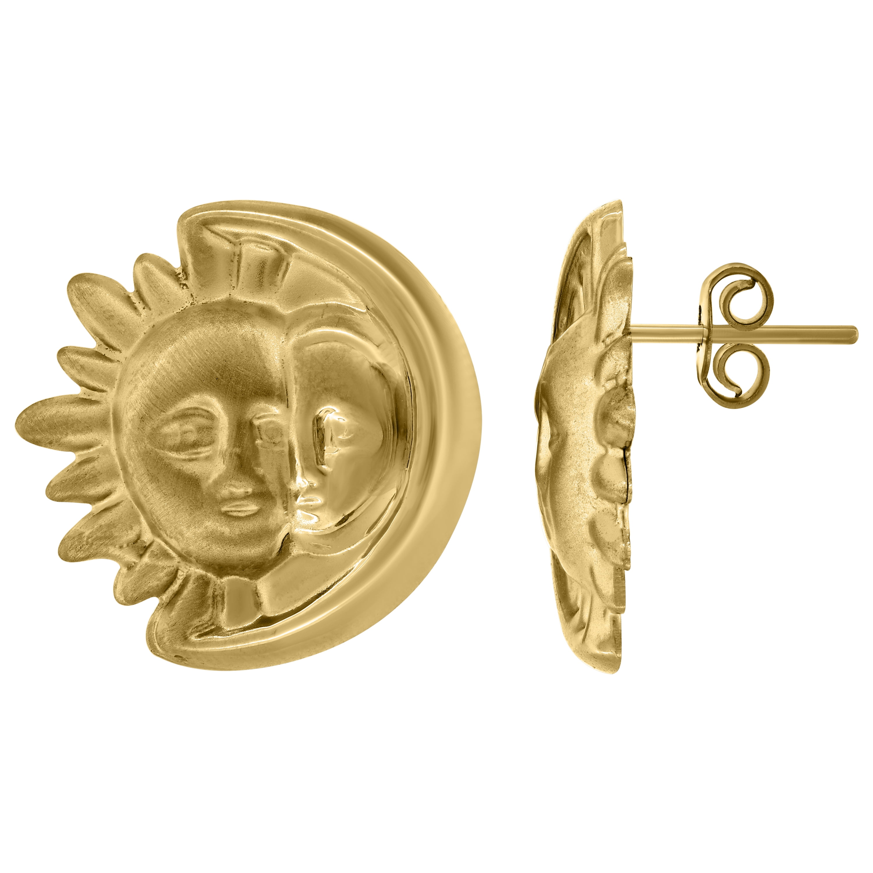 10k Yellow Gold Womens Day To Night Sun & Moon Stud Earrings - Walmart.com