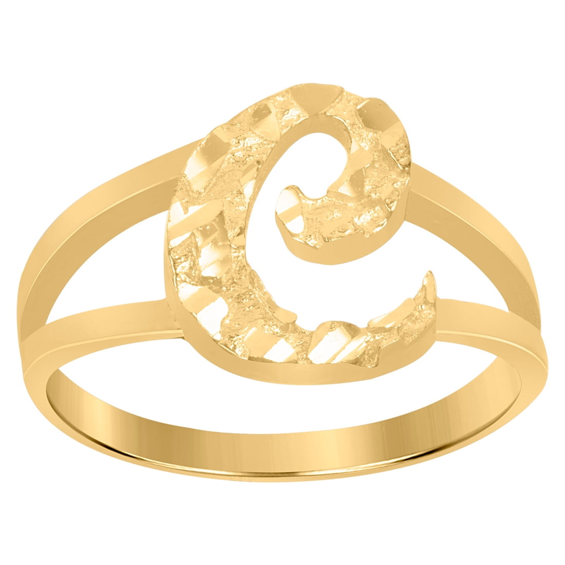 10k Yellow Gold Womens Letter C Initials Nugget Ring Band Style-Ring ...